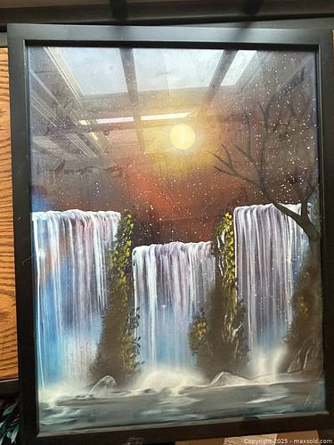 M-Dr-Framed Waterfall Painting in Black Frame, 16x20 Inch | Hamilton ...