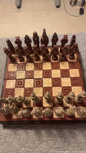 Ornate Resin Historical Chess Set with Board | Maxsold