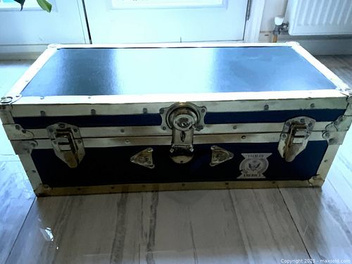 Vintage MCM Everlite Green and Gold Steam Union Wooden Trunk - A ...