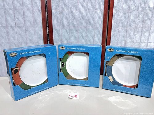Barnyard Animals stoneware dinner plates, 3 boxed sets | Maxsold