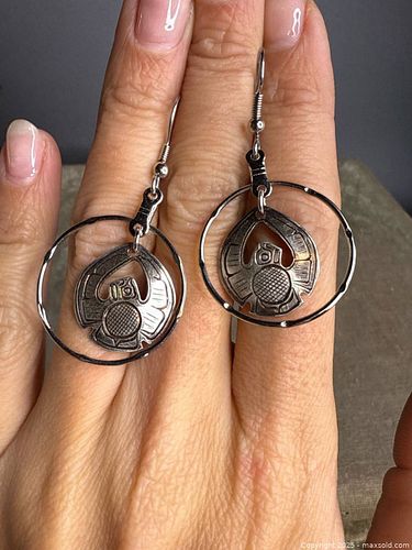 Northwest Coast Indigenous Sterling Silver Eagle/Raven Earrings ...