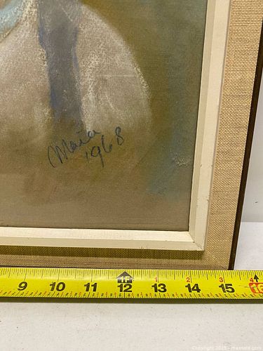 Vintage 1968 Framed Pastel Portrait Signed “Maria” – Hartley’s Picture ...