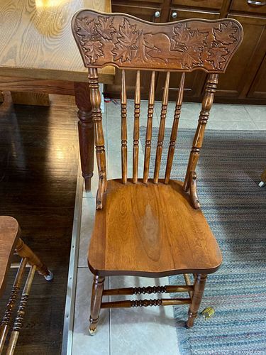 Set of 6 Carved Wooden Dining Chairs with Beaver Motif | Prince Edward ...