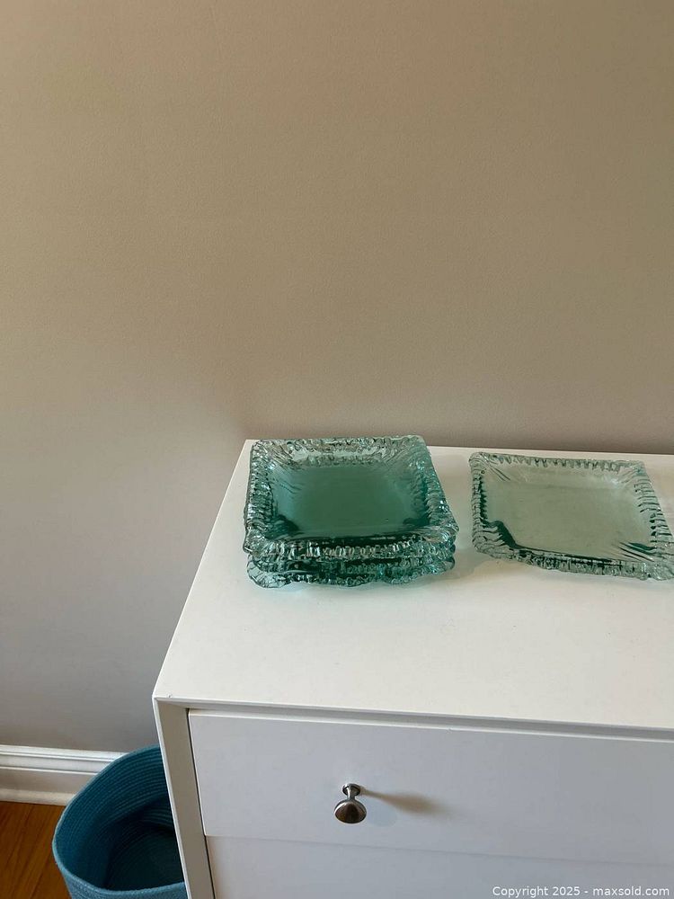 6 square slag glass salad plates | Maxsold