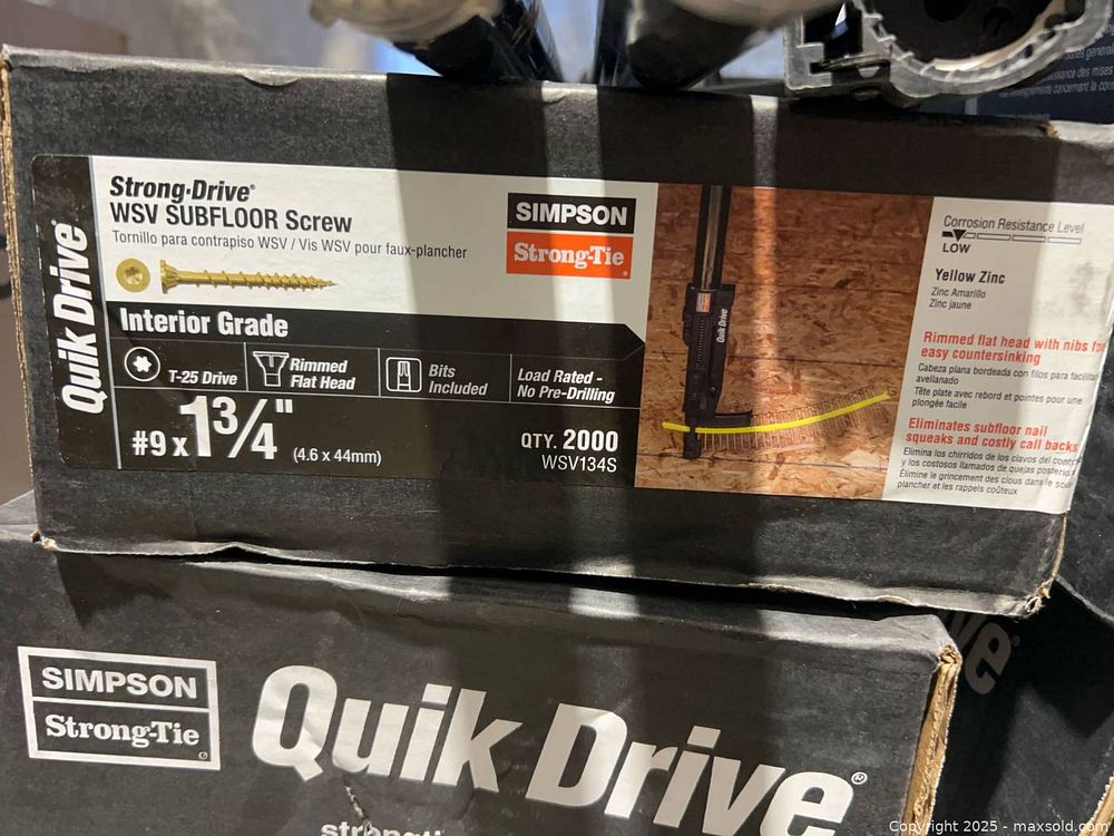 Simpson Strong-Drive WSV Subfloor Screws, 5 Boxes Lot C | Vaughan ...