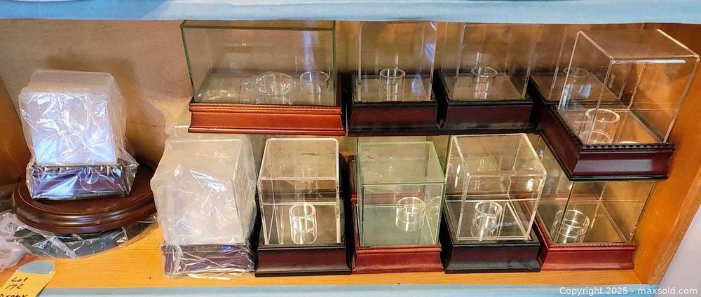 Lot of Square Display Cases with Wood Bases (Glass/Acrylic) B | Quincy ...