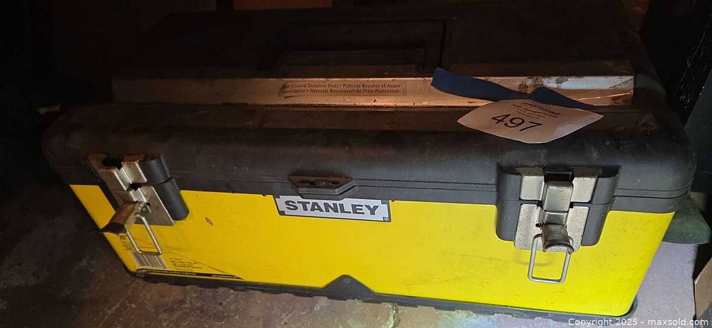 Stanley metal toolbox with assorted hand tools | Maxsold