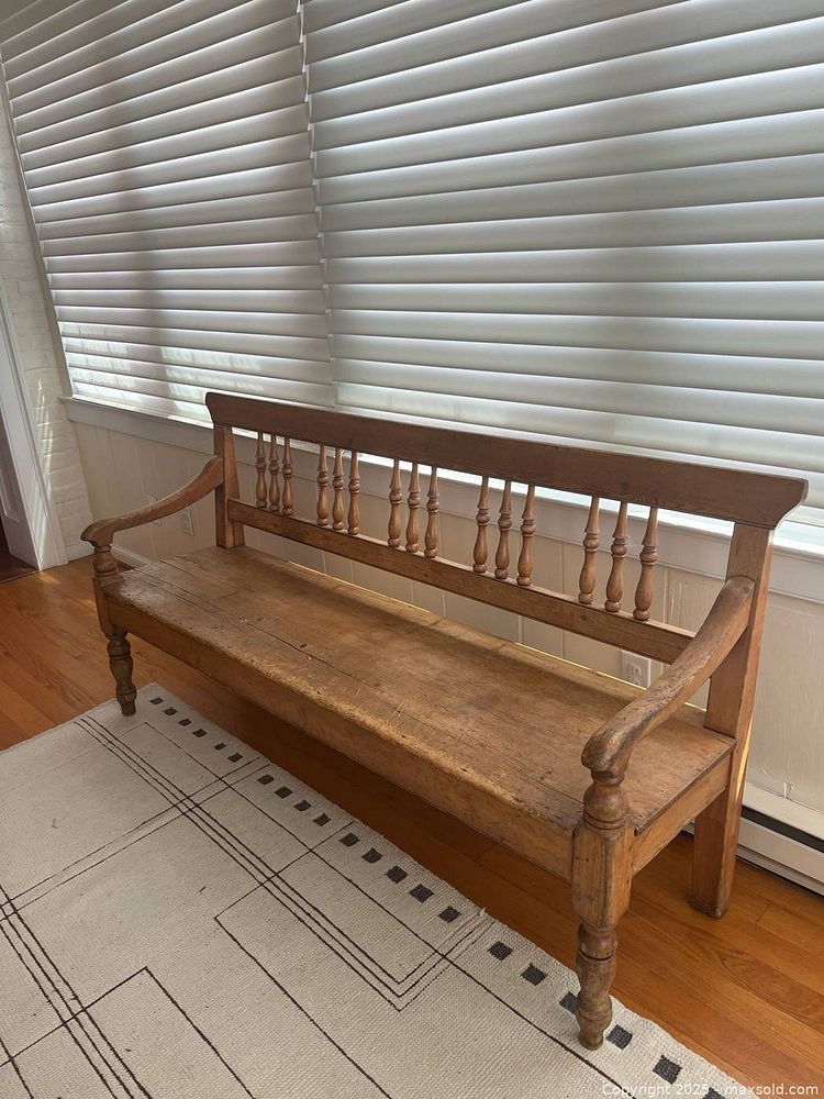 Solid wood spindle-back bench settee | Maxsold