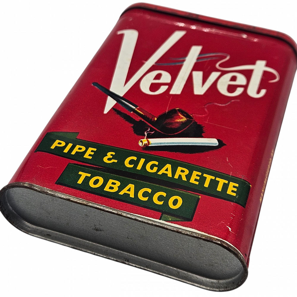 1950s Velvet pipe & cigarette tobacco tin | Maxsold