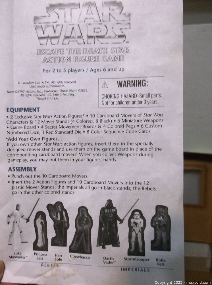 1998 Hasbro Star Wars Escape the Death Star Board Game | Maxsold