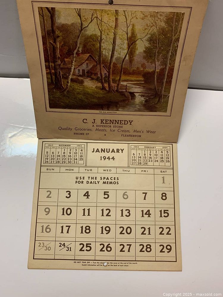 Vintage 1944 Calendar | Oshawa (Ontario, Canada) SELLER MANAGED Downsizing Online Auction ...