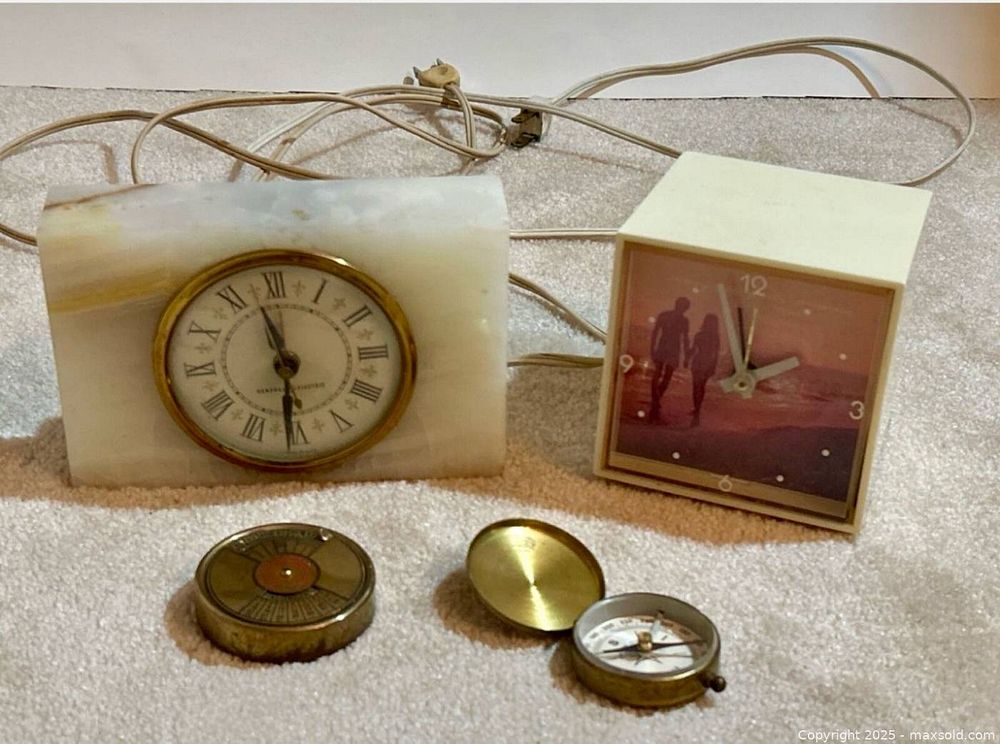 GE Marble Alarm Clock, Seth Thomas Clock, Brass Compass, 50-Year ...