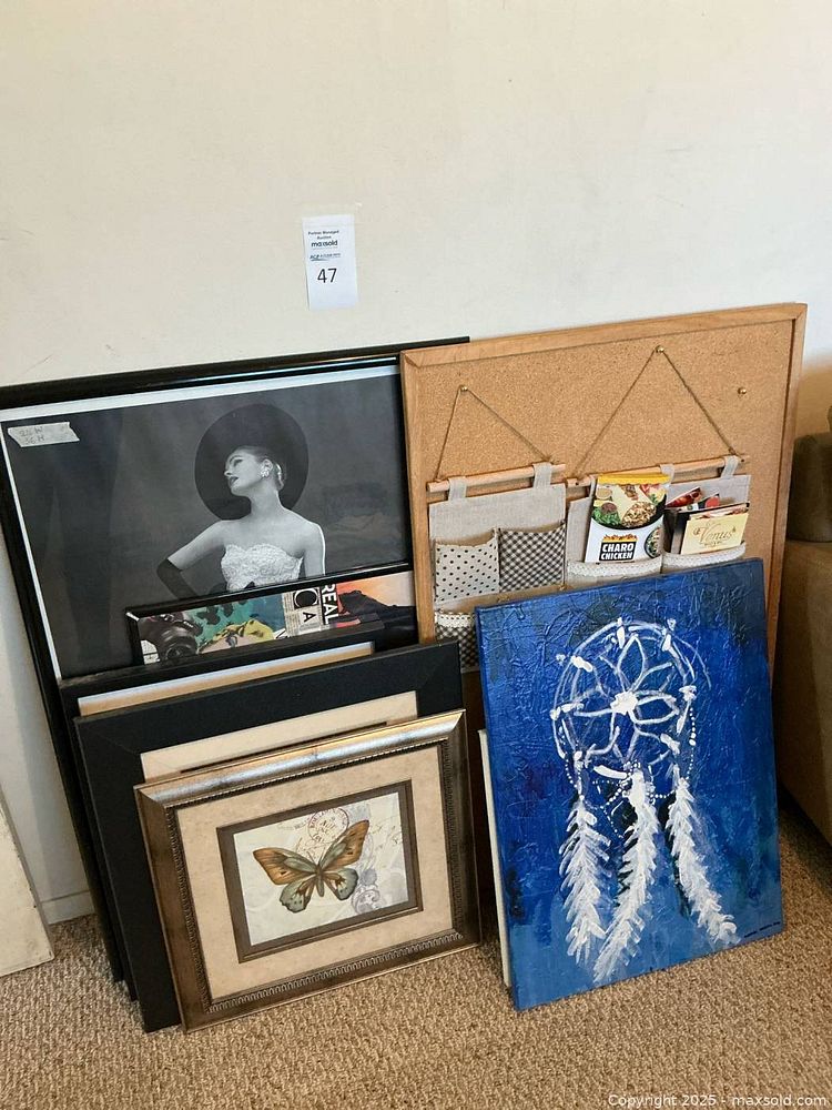 Framed John French 1957 V&A Poster, Prints, Canvas, Corkboard, Empty Frames - 8 Pieces | Maxsold