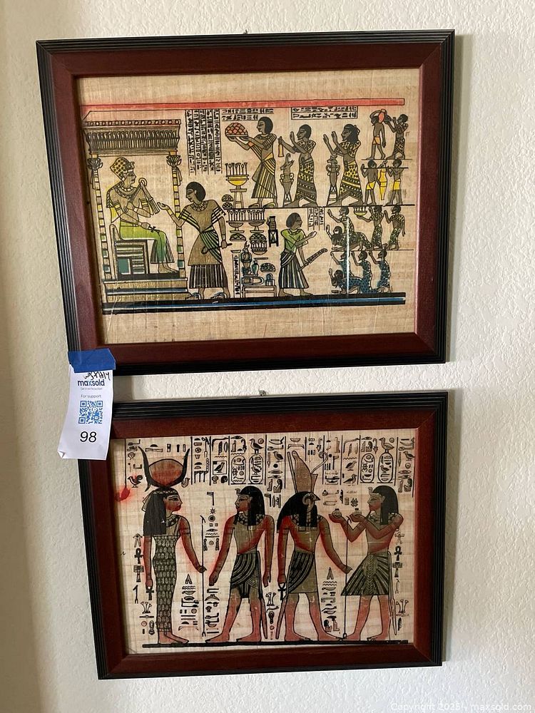 2 Framed Egyptian Papyrus Artworks 16x15 in | Maxsold