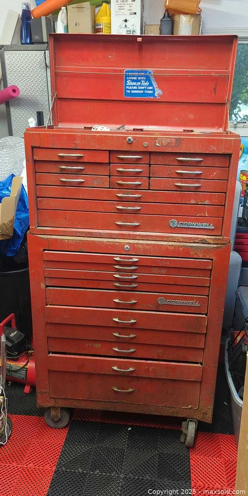 Cornwell rolling tool chest with assorted hand tools | Maxsold