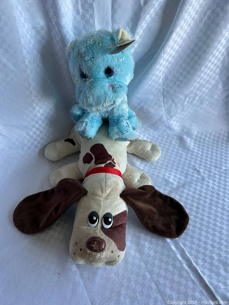 Pound Puppies plush dog & blue hippo plush | Maxsold