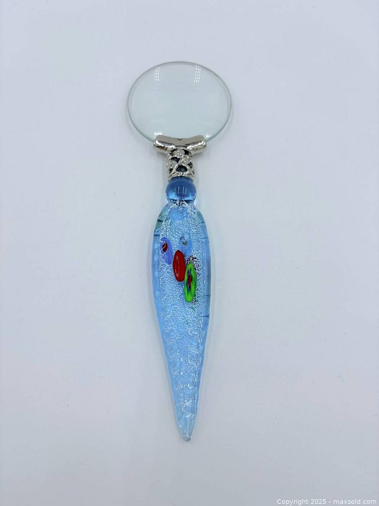 Art glass handled magnifying glass | Maxsold