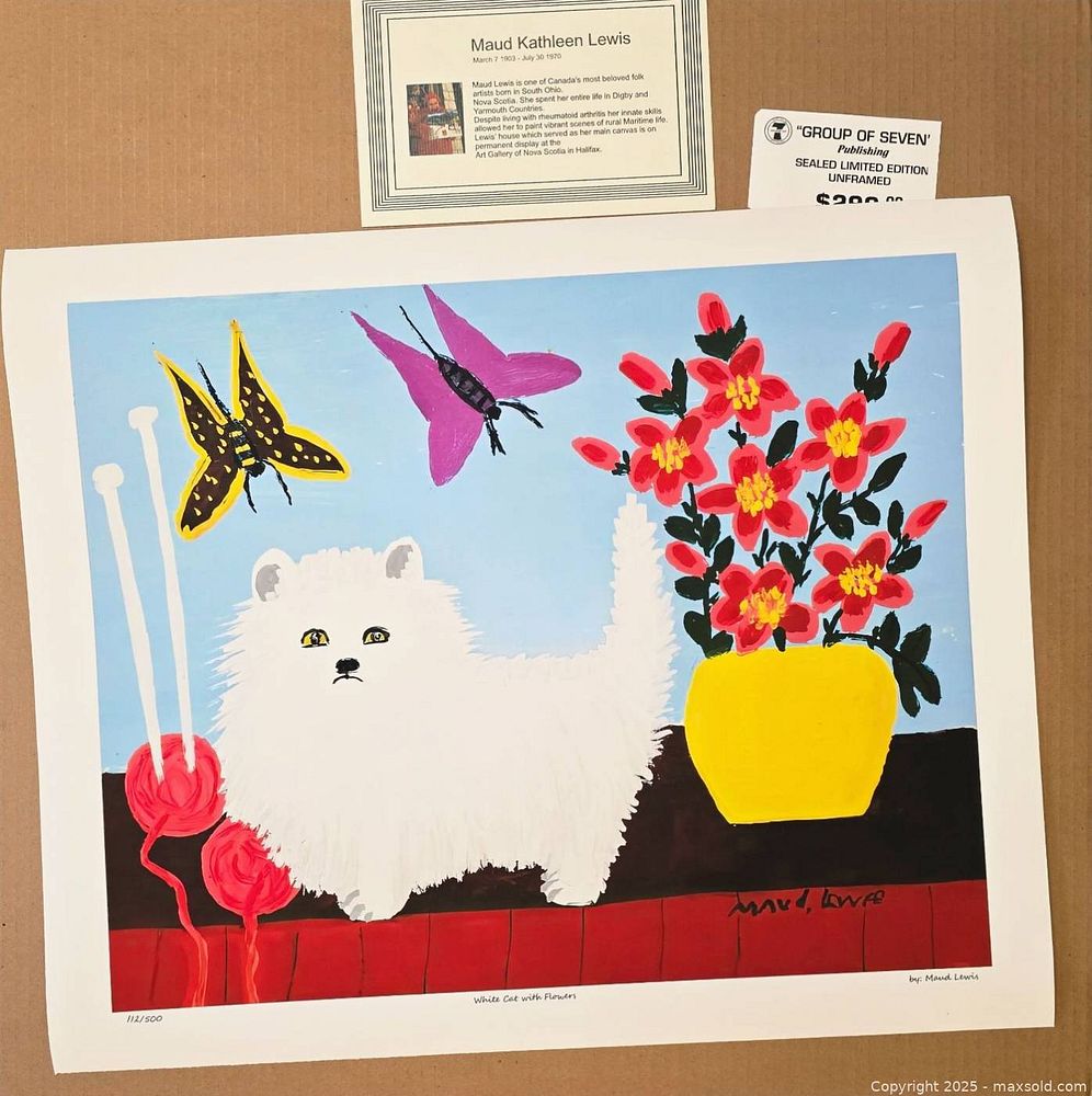 Maud Lewis “Cat With Flowers” Limited Edition Lithograph | Maxsold