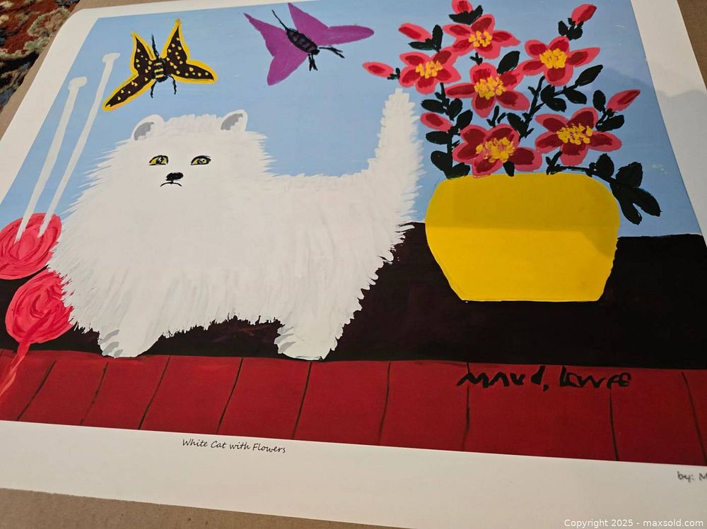 Maud Lewis “Cat With Flowers” Limited Edition Lithograph | Maxsold