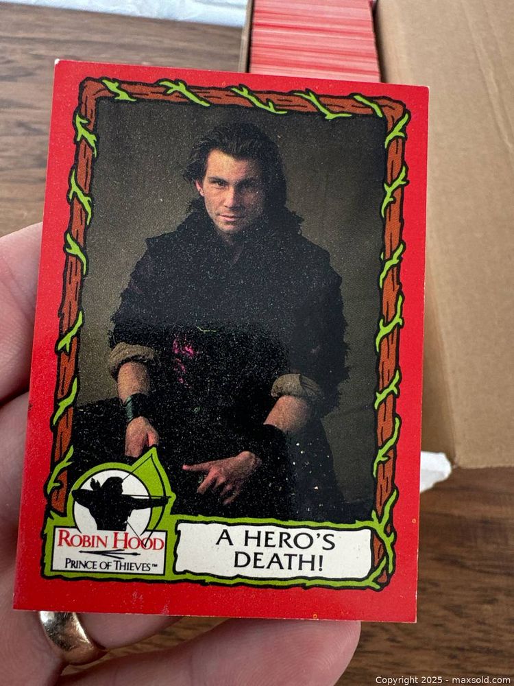 1991 Topps Robin Hood trading cards in long storage box | Maxsold
