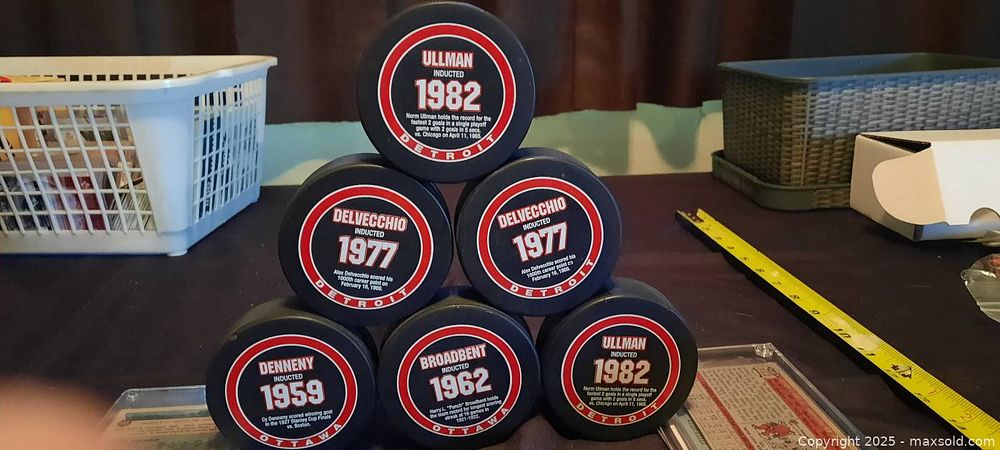 6 Hockey Hall of Fame inductee pucks | Maxsold
