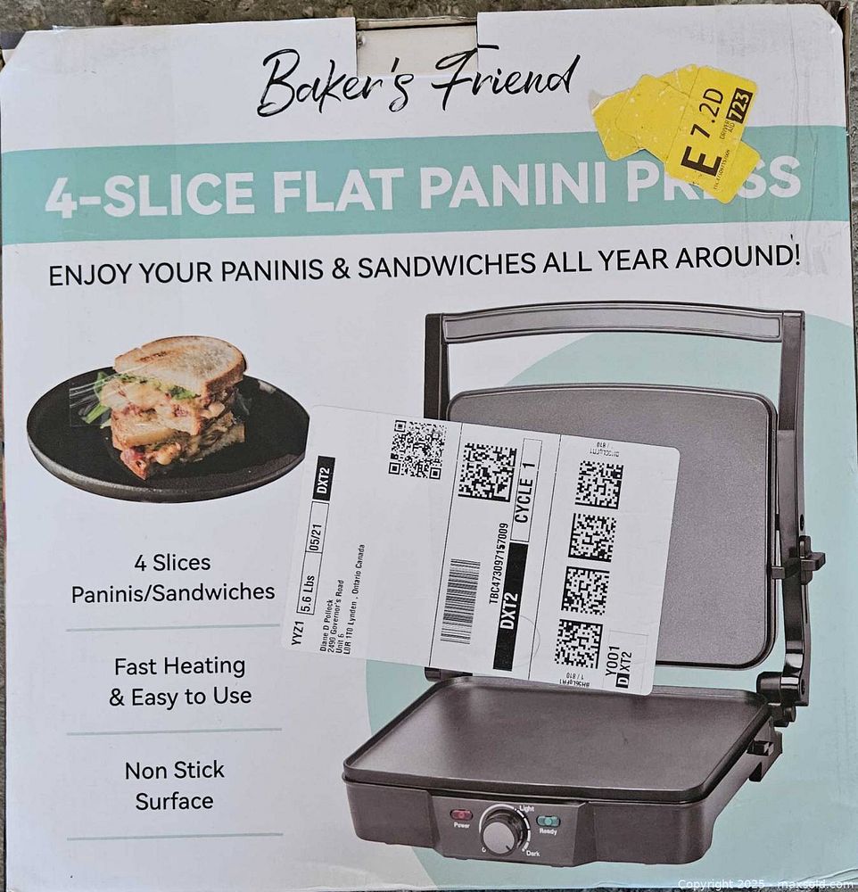 Baker's Friend 4-Slice Flat Panini Press | Maxsold