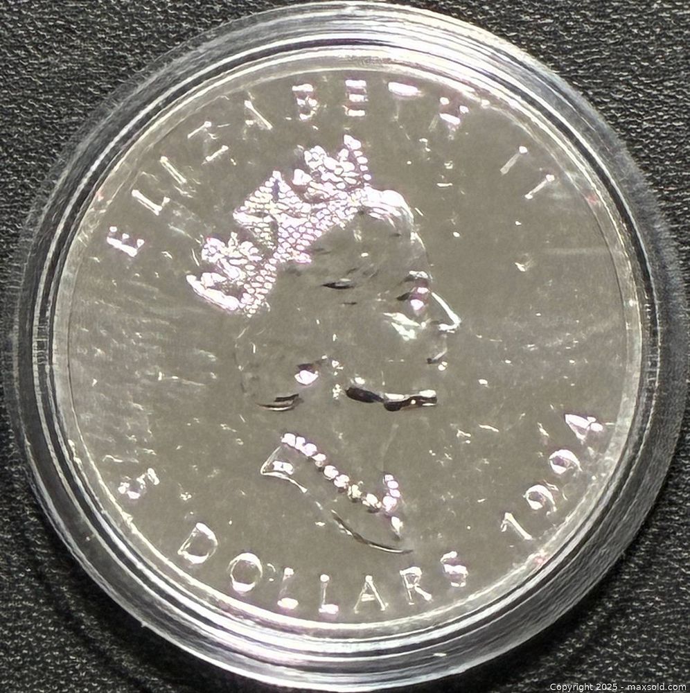 1994 Canadian Silver Maple Leaf $5 Coin | Maxsold