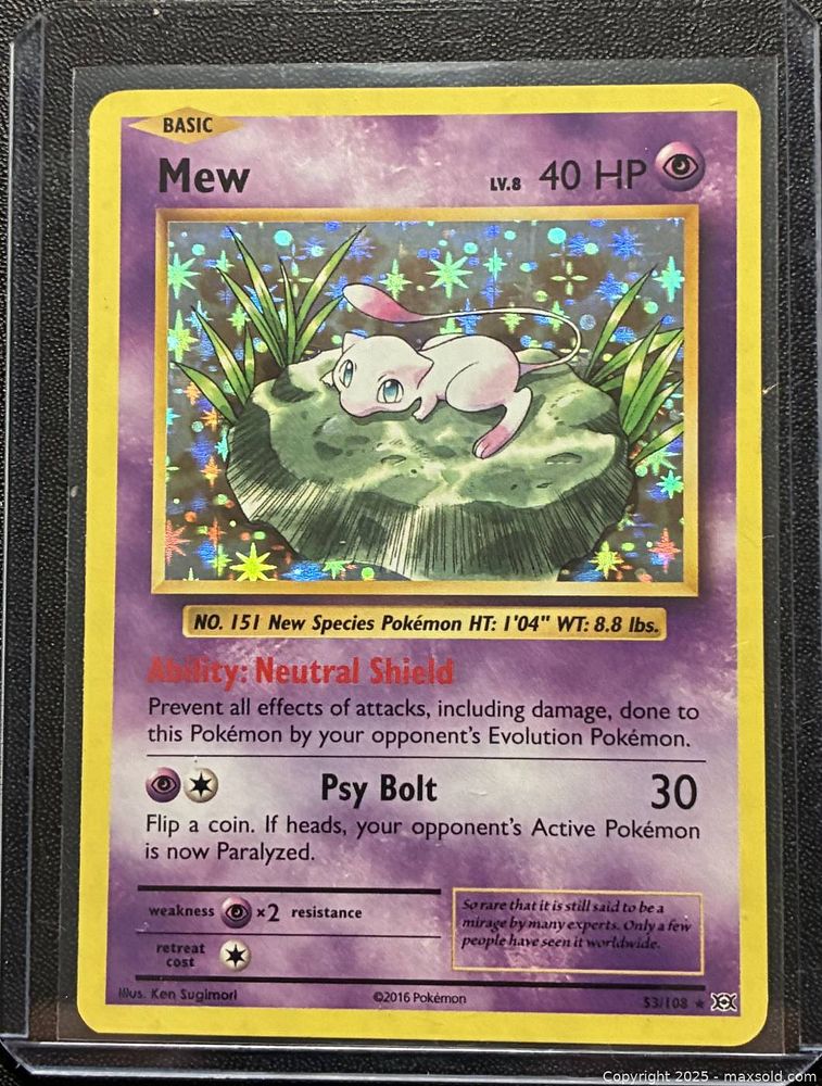 2016 Pokémon Mew XY Evolutions Card | Maxsold