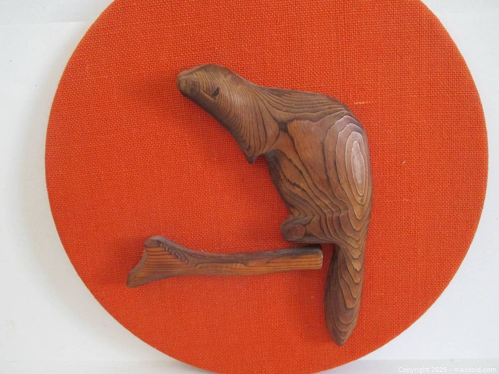 Robbie Probert Carved White Cedar Beaver Plaque | Maxsold