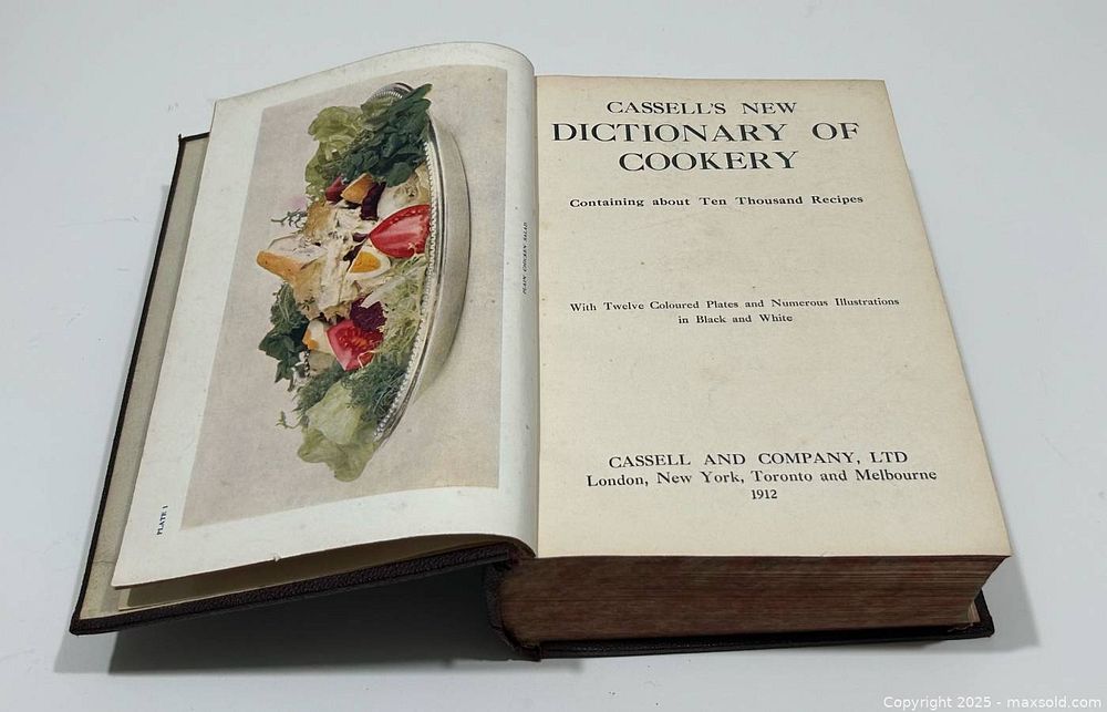 1912 Cassell’s New Dictionary of Cookery hardcover | Maxsold