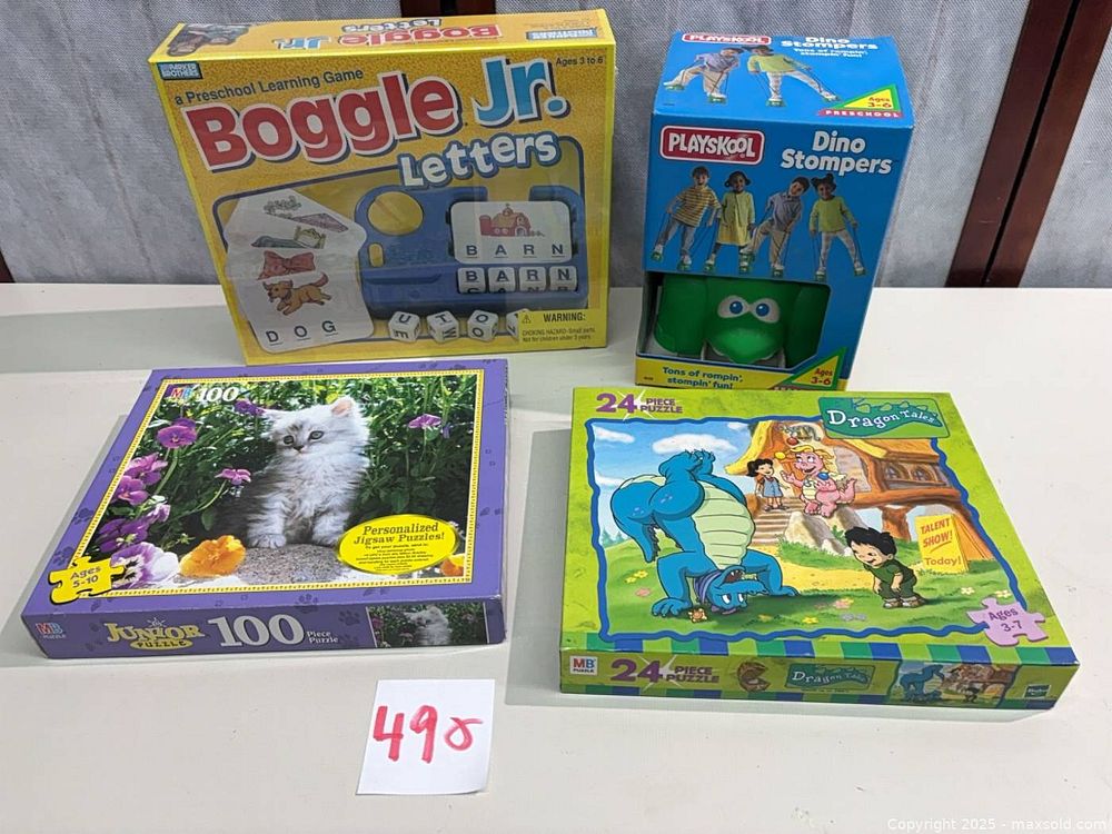 Boggle Jr Letters, Dino Stompers, 2 Puzzles | Maxsold