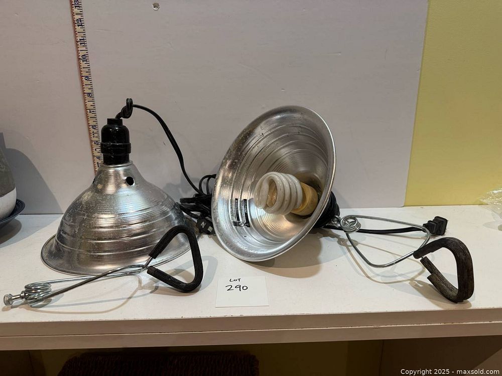Two aluminum reflector clamp lamps | Maxsold
