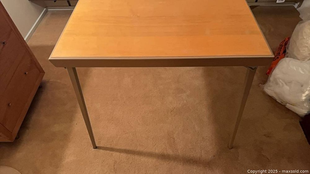 Midcentury folding sewing table 32x32x28 | Maxsold