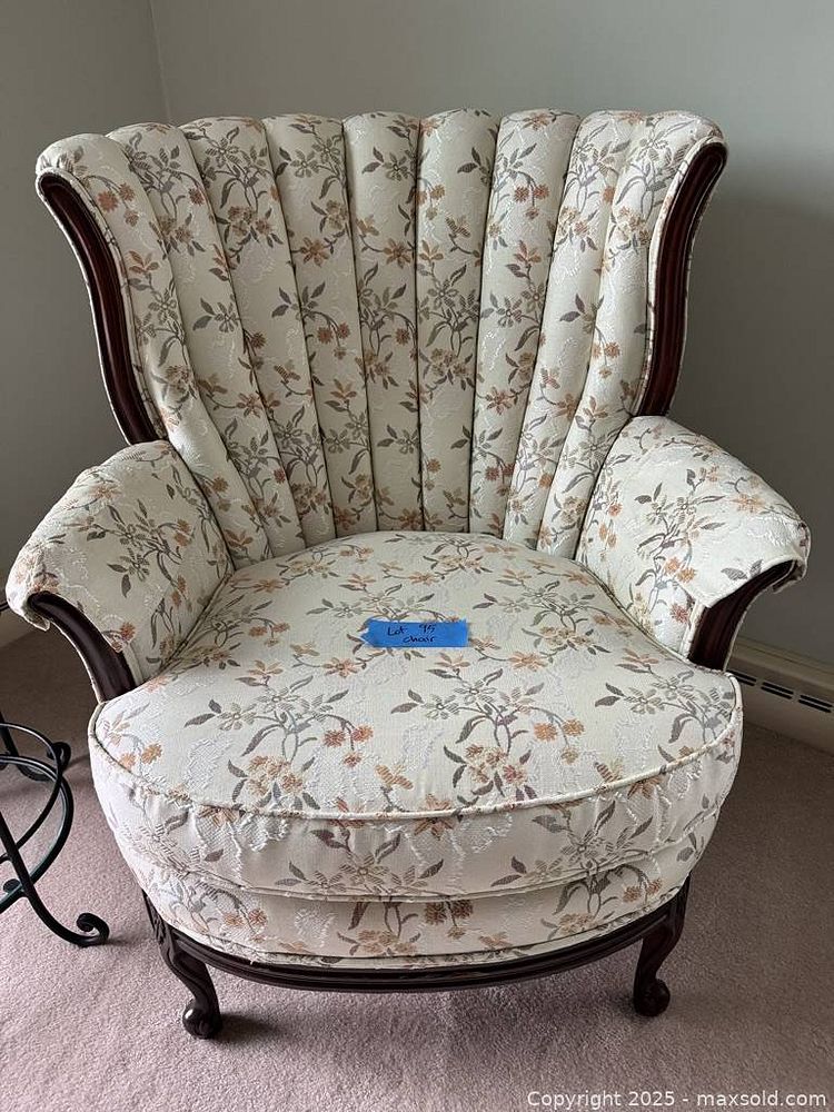 Upholstered Channel-Back Wingback Armchair | Maxsold