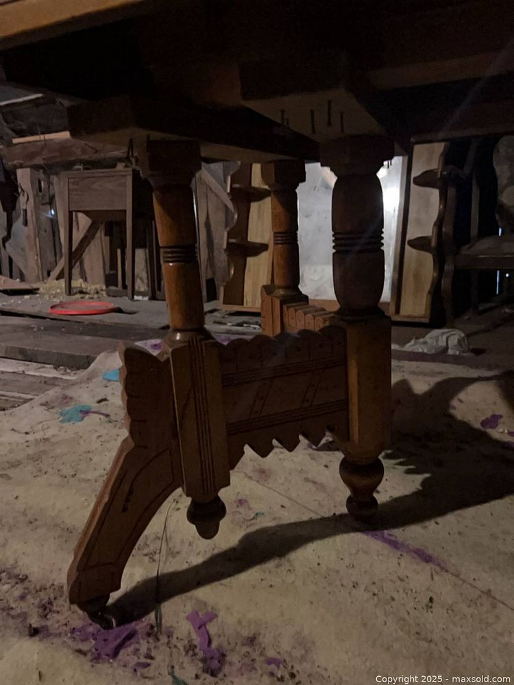 Square Solid Wood Pedestal Dining Table | Maxsold