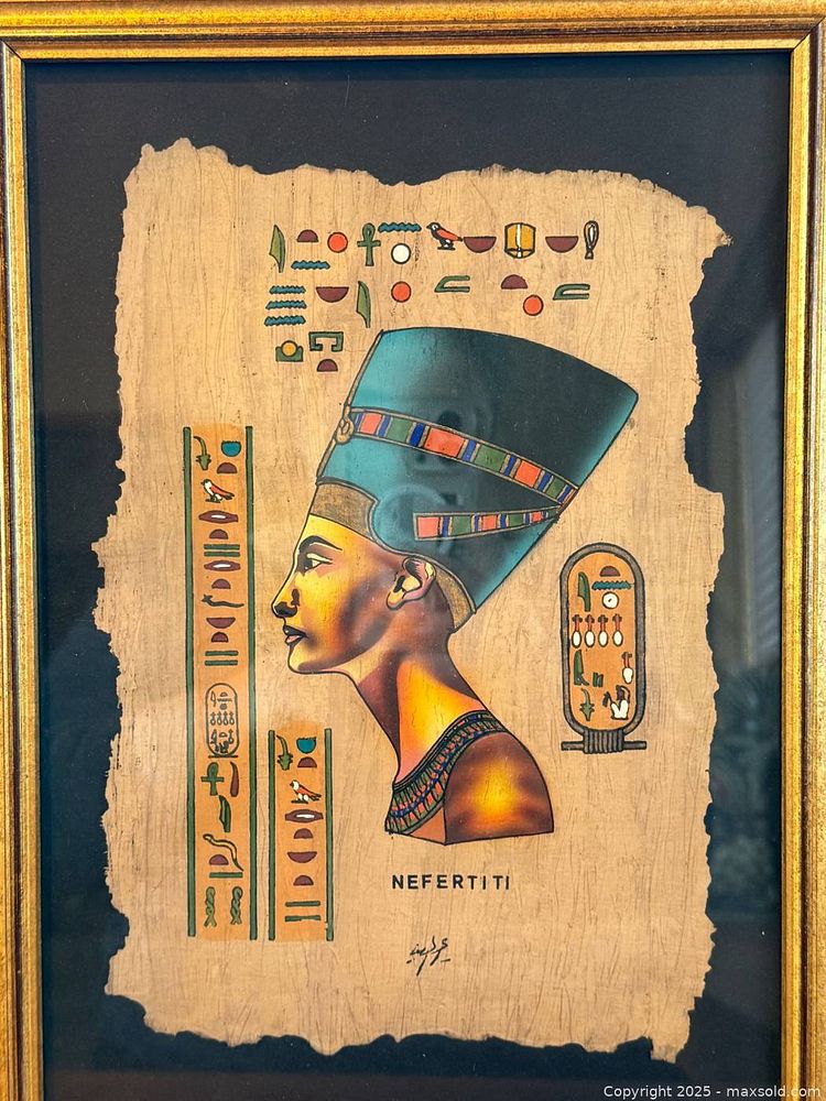 Framed Queen Nefertiti Papyrus Artwork | Maxsold