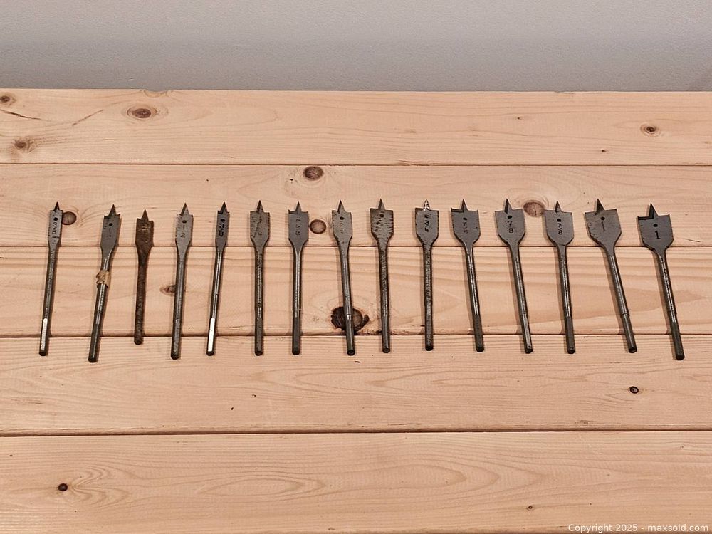 14 steel spade drill bits, imperial & metric sizes | Maxsold