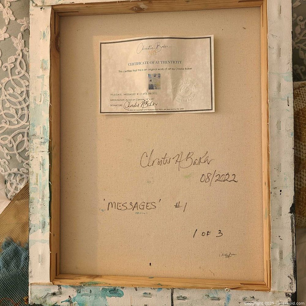 3 Christie Baker mixed media paintings | Maxsold