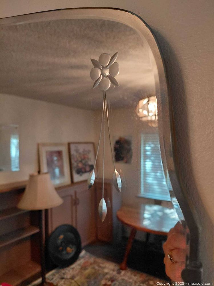 Antique etched frameless wall mirror 40"x18" | Maxsold