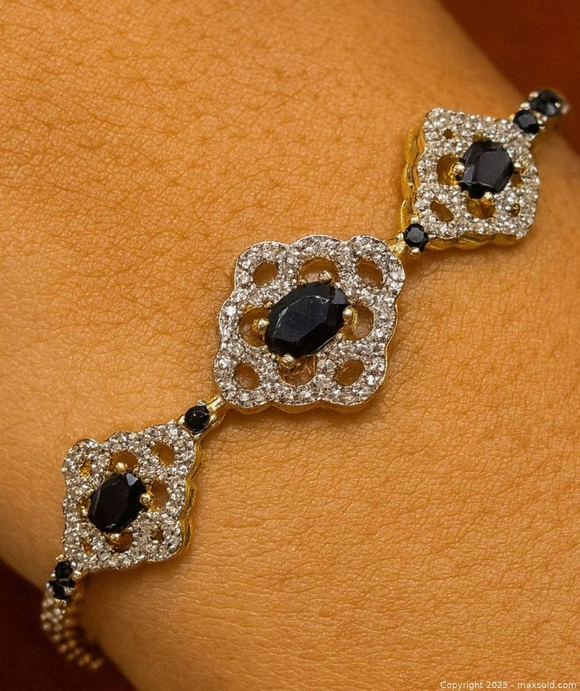 Silver 15.53g sapphire CZ bracelet, 8" | Maxsold