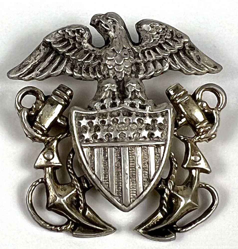 Sterling Silver U.S. Navy Officers Eagle Shield Pin | Maxsold
