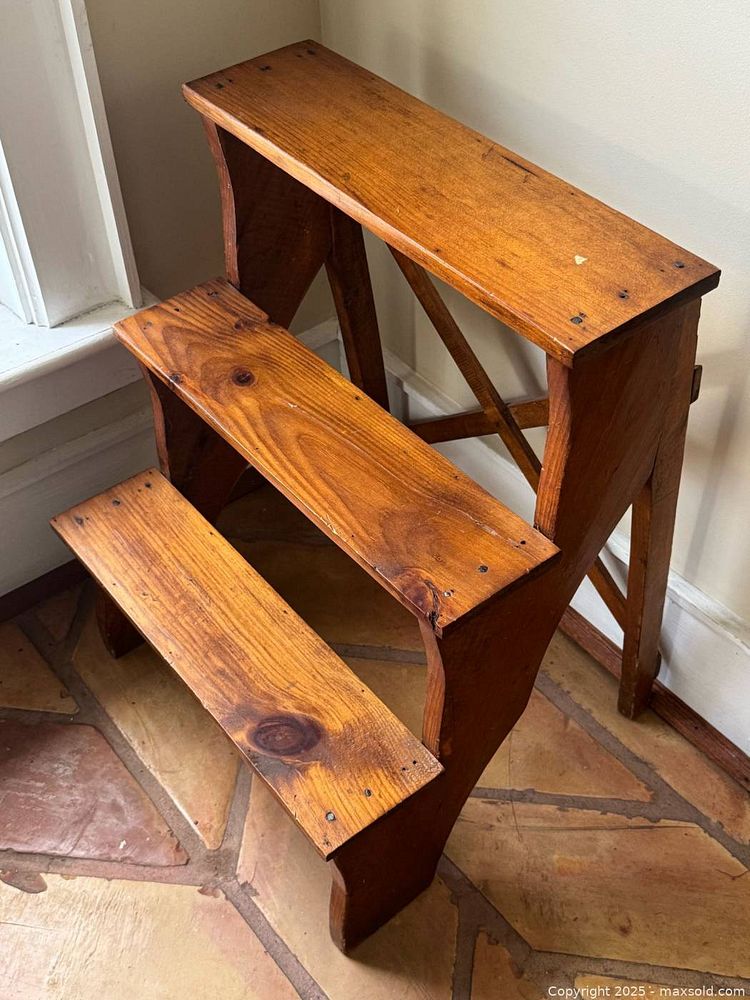 Three Tier Rustic Solid Wood Step Ladder Display Stand | Toronto ...