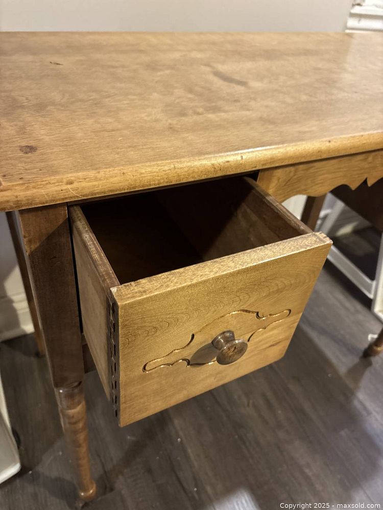 Vintage Light Brown Wooden Desk with Double Drawers | Cornwall (Ontario ...