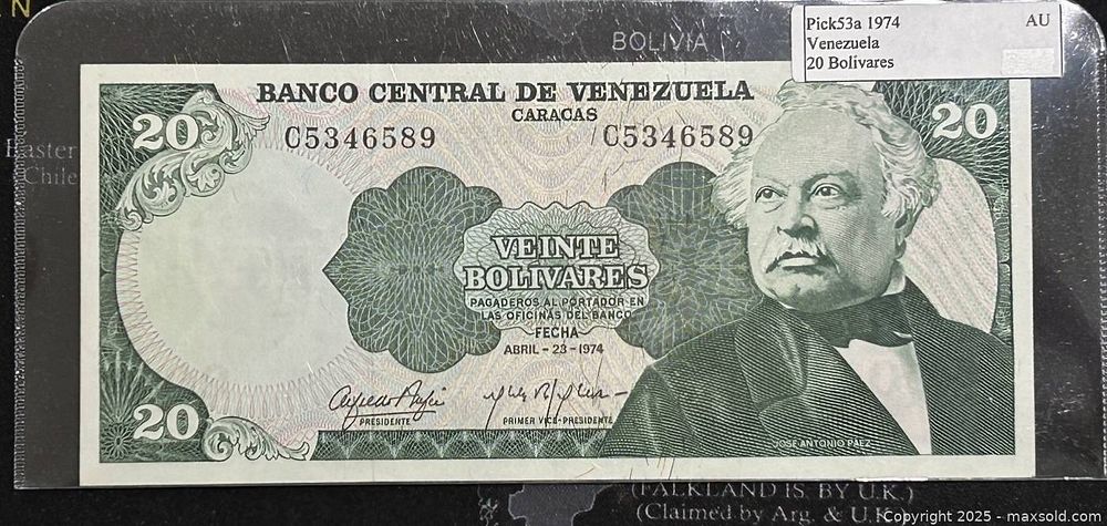 1974 Venezuela 20 Bolivares Paper Banknote | Maxsold