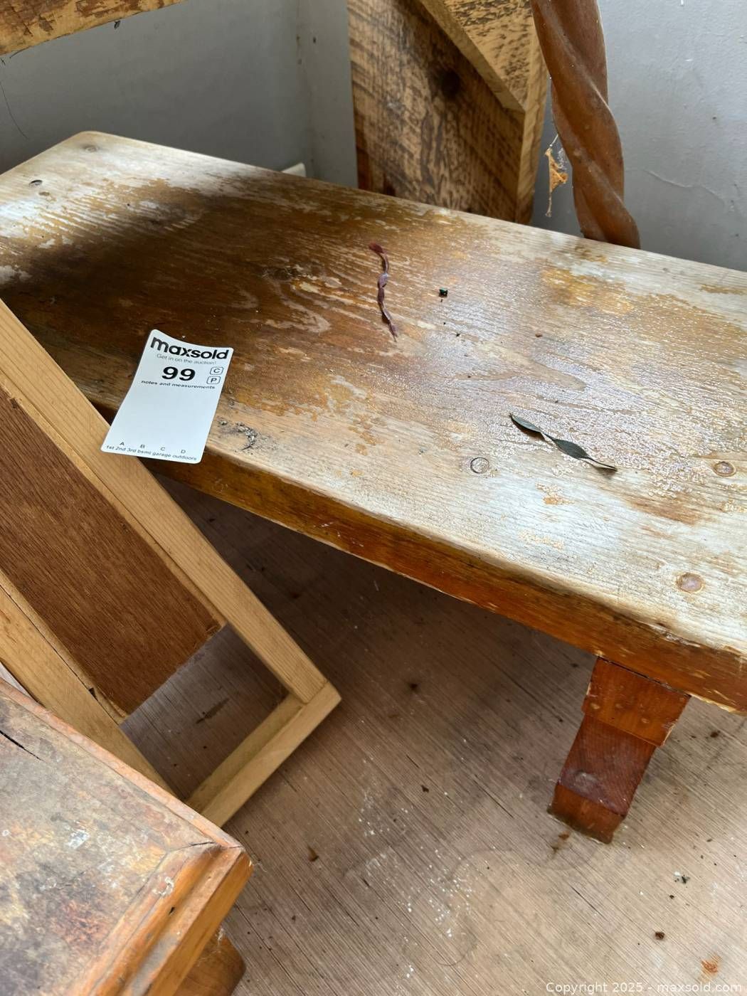 Rustic handmade benches stools cane caddy | Maxsold