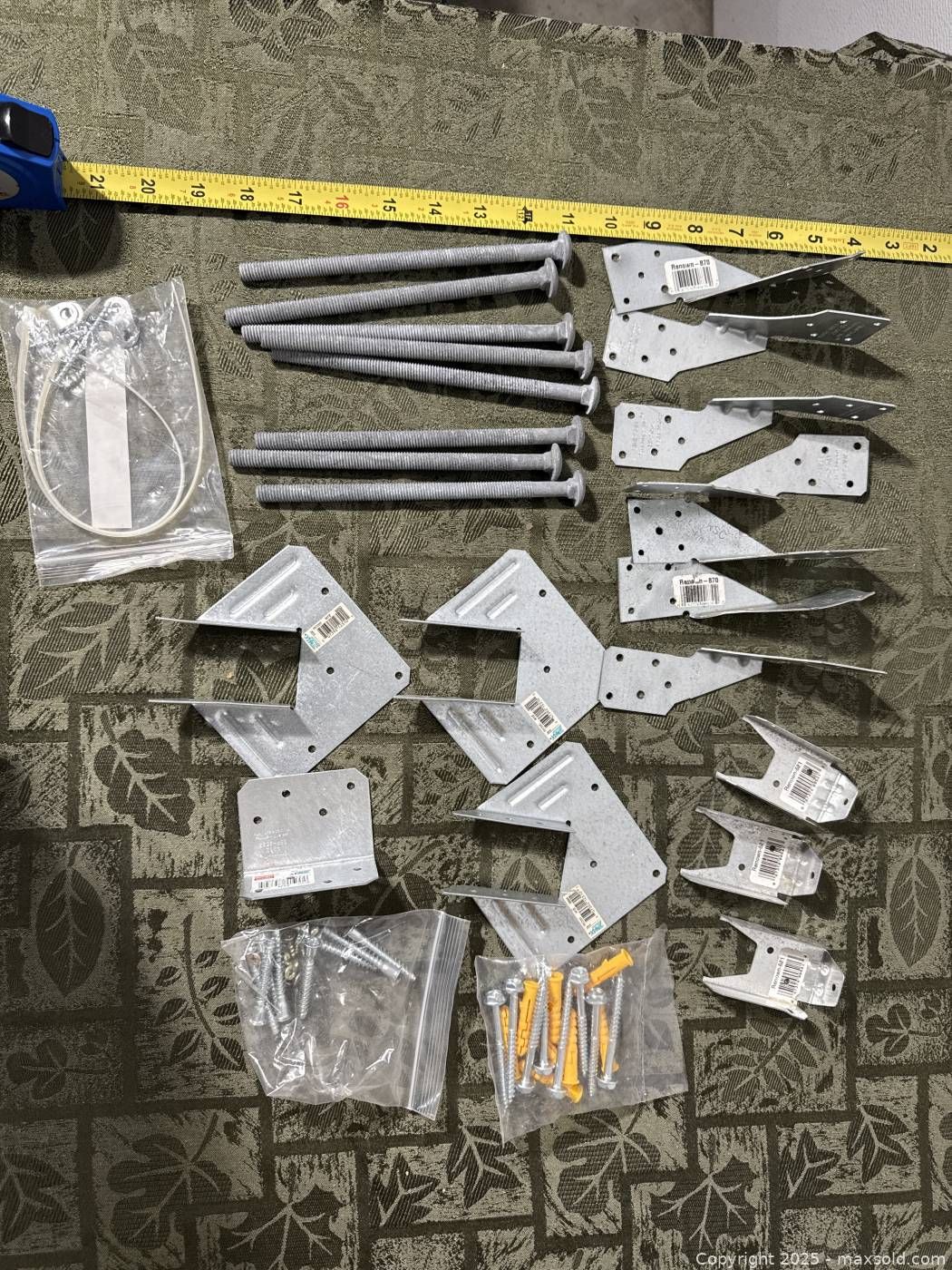 Structural hardware and fasteners, approx 35-45 pcs | Maxsold