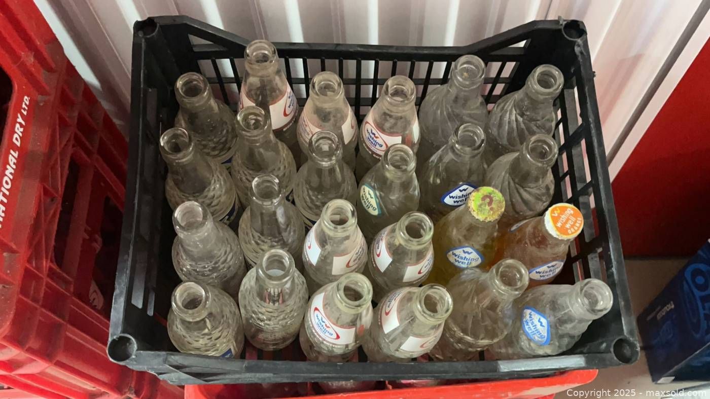 Vintage Wishing Well soda bottle collection in 8 National Dry crates ...