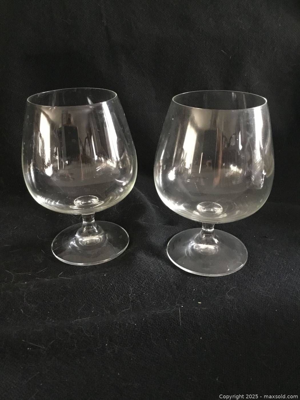 Pair of 6" stemmed brandy snifter glasses | Maxsold