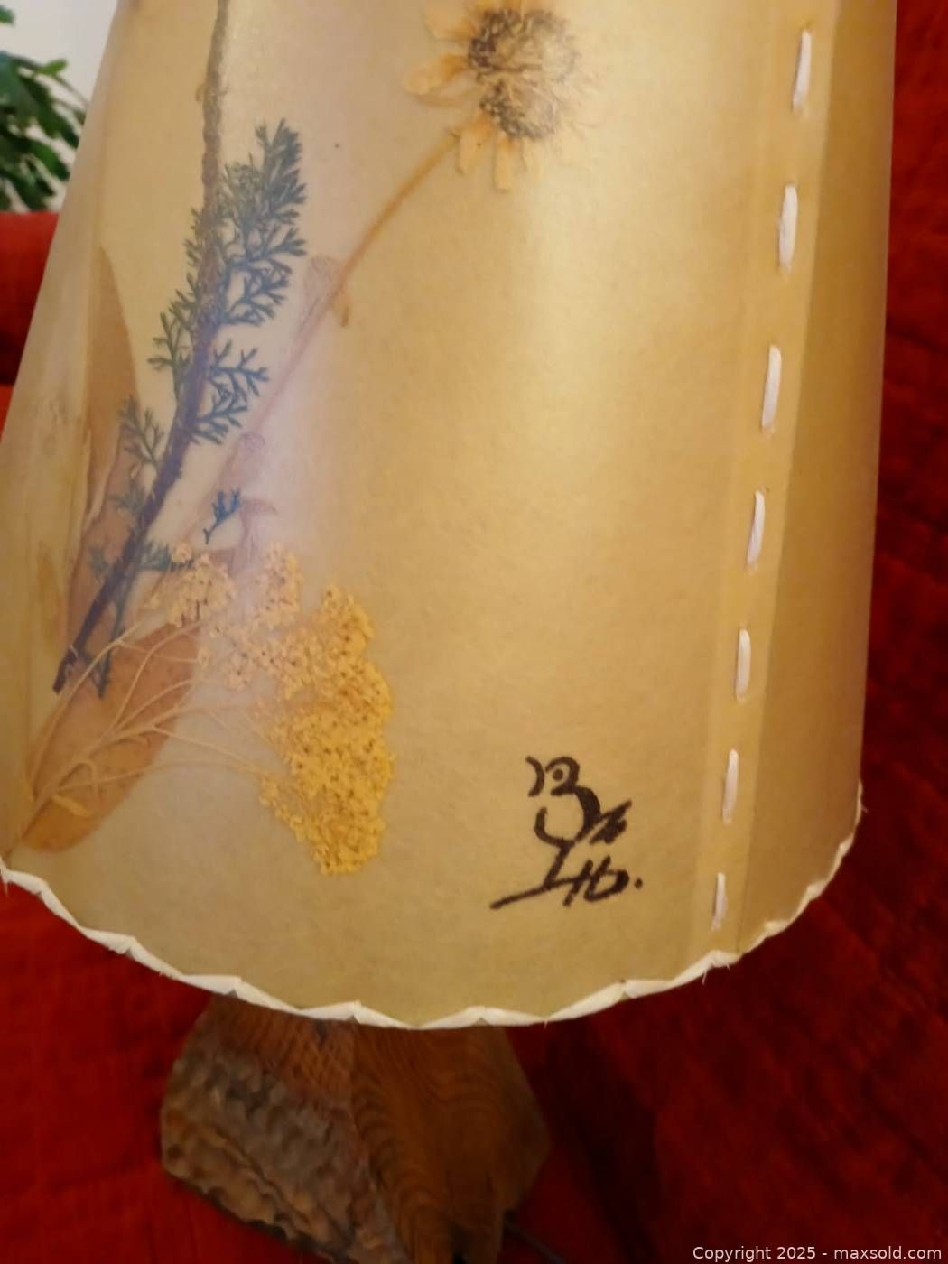 Mid-century 1960s Dornbusch Pressed Leaf Parchment Shade Table Lamp ...