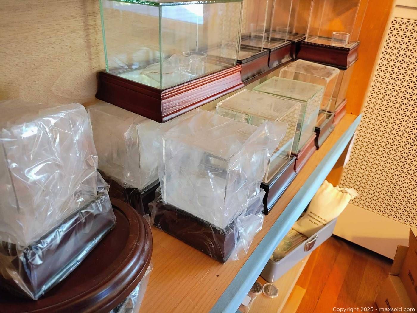 Lot of Square Display Cases with Wood Bases (Glass/Acrylic) B | Quincy ...